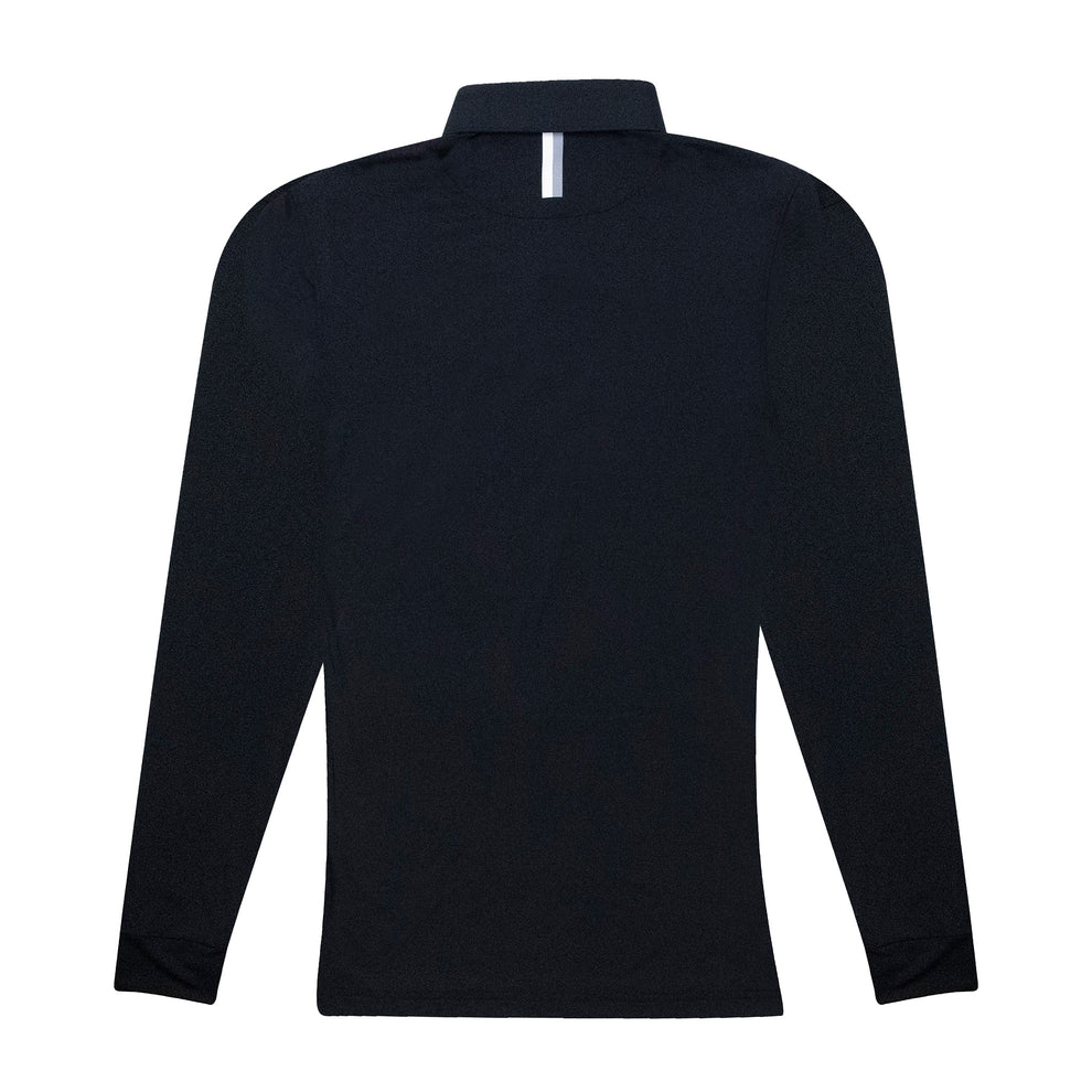 NLU x Rhoback Performance Long Sleeve Polo | Black – No Laying Up